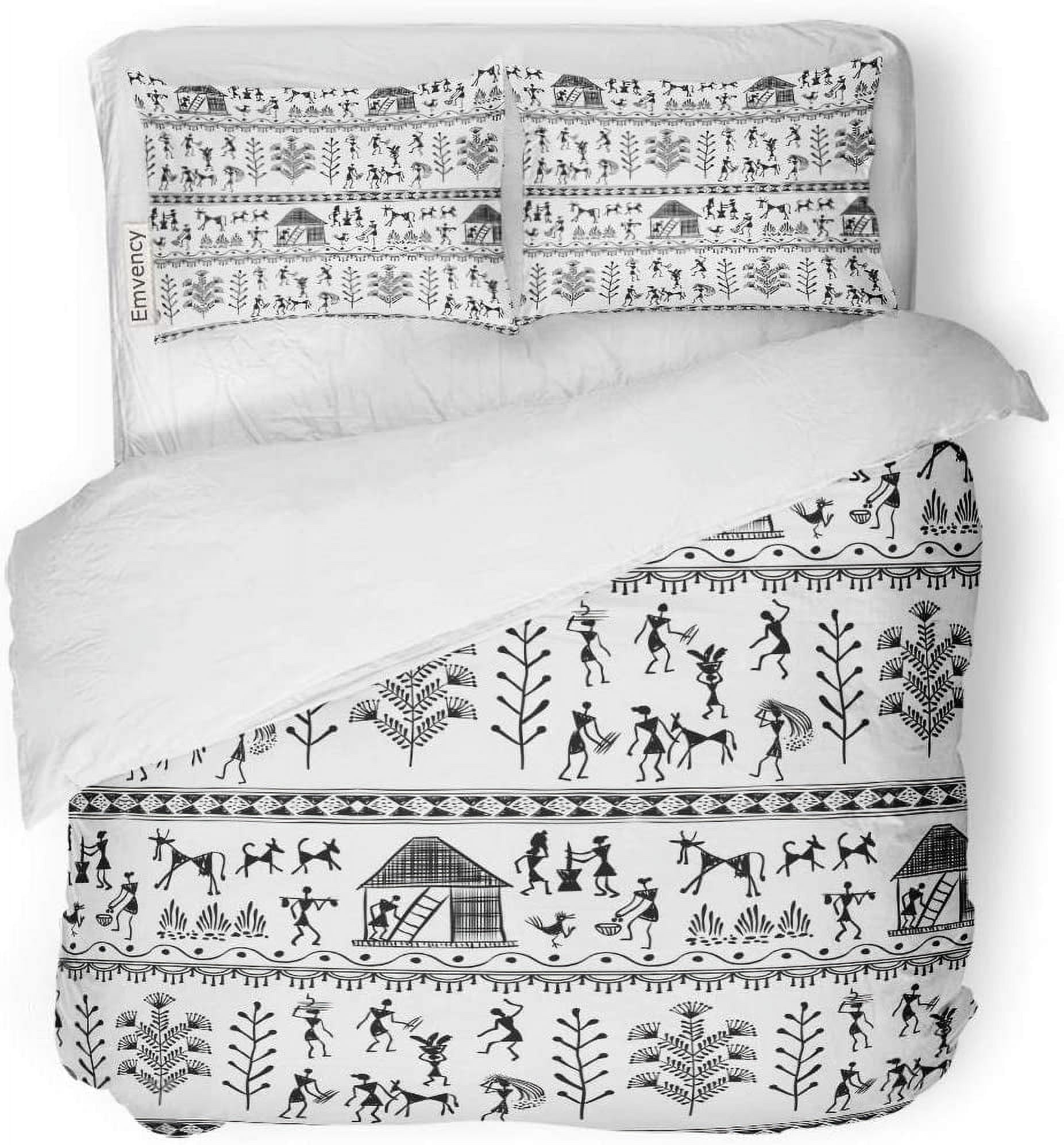 ZHANZZK 3 Piece Bedding Set Warli Painting Traditional The Ancient ...