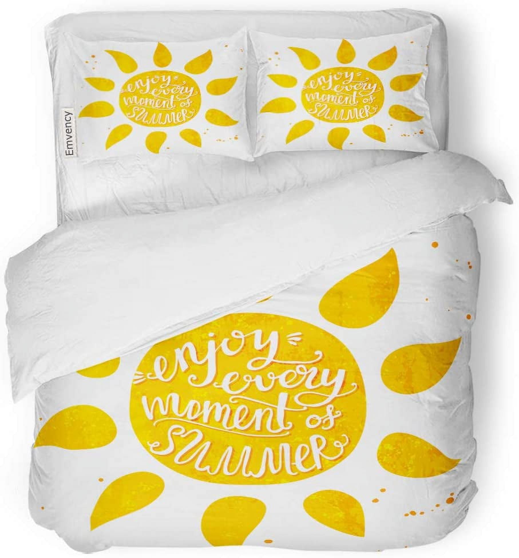 ZHANZZK 3 Piece Bedding Set Watercolor Sun Hand Lettering Text Enjoy ...