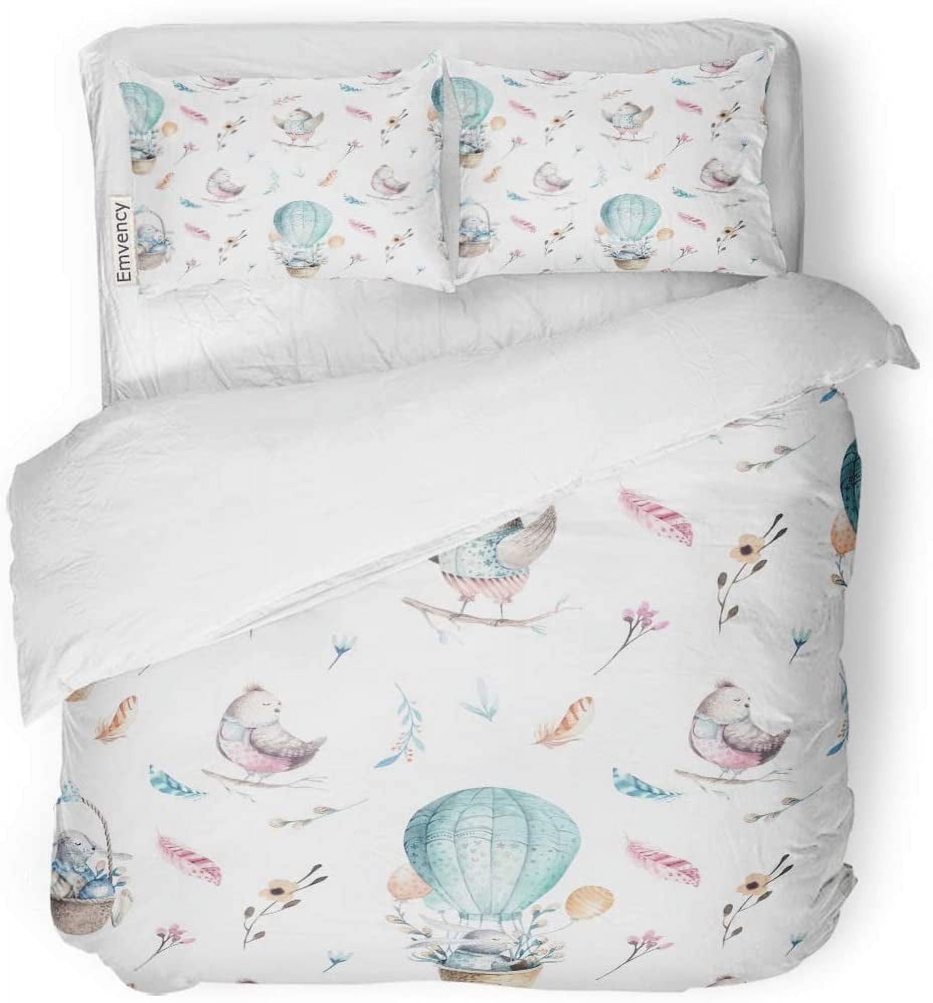 ZHANZZK 3 Piece Bedding Set Watercolour Cute Baby Rabbit Forest for ...