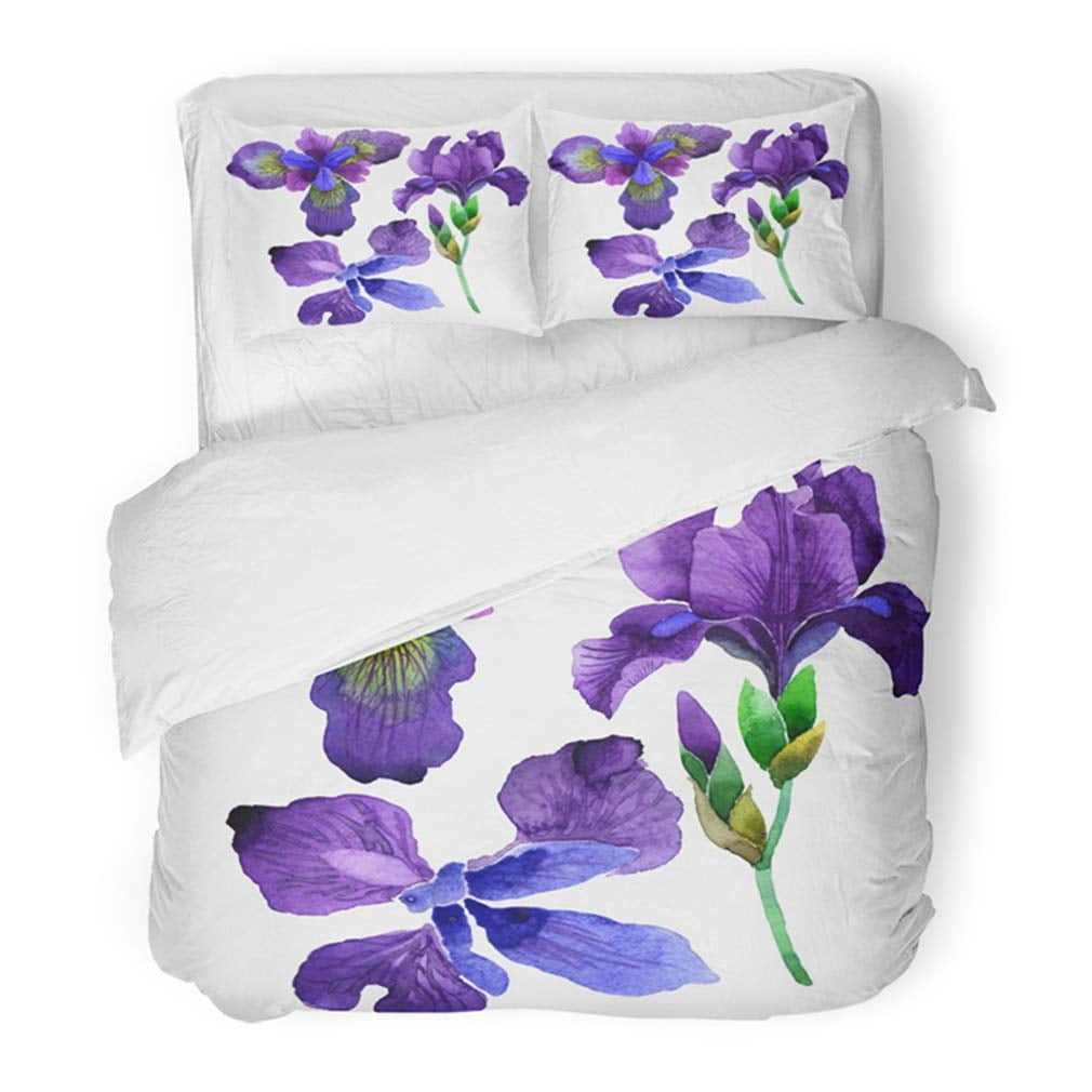 ZHANZZK 3 Piece Bedding Set Wildflower Iris Flower in Watercolor Full ...
