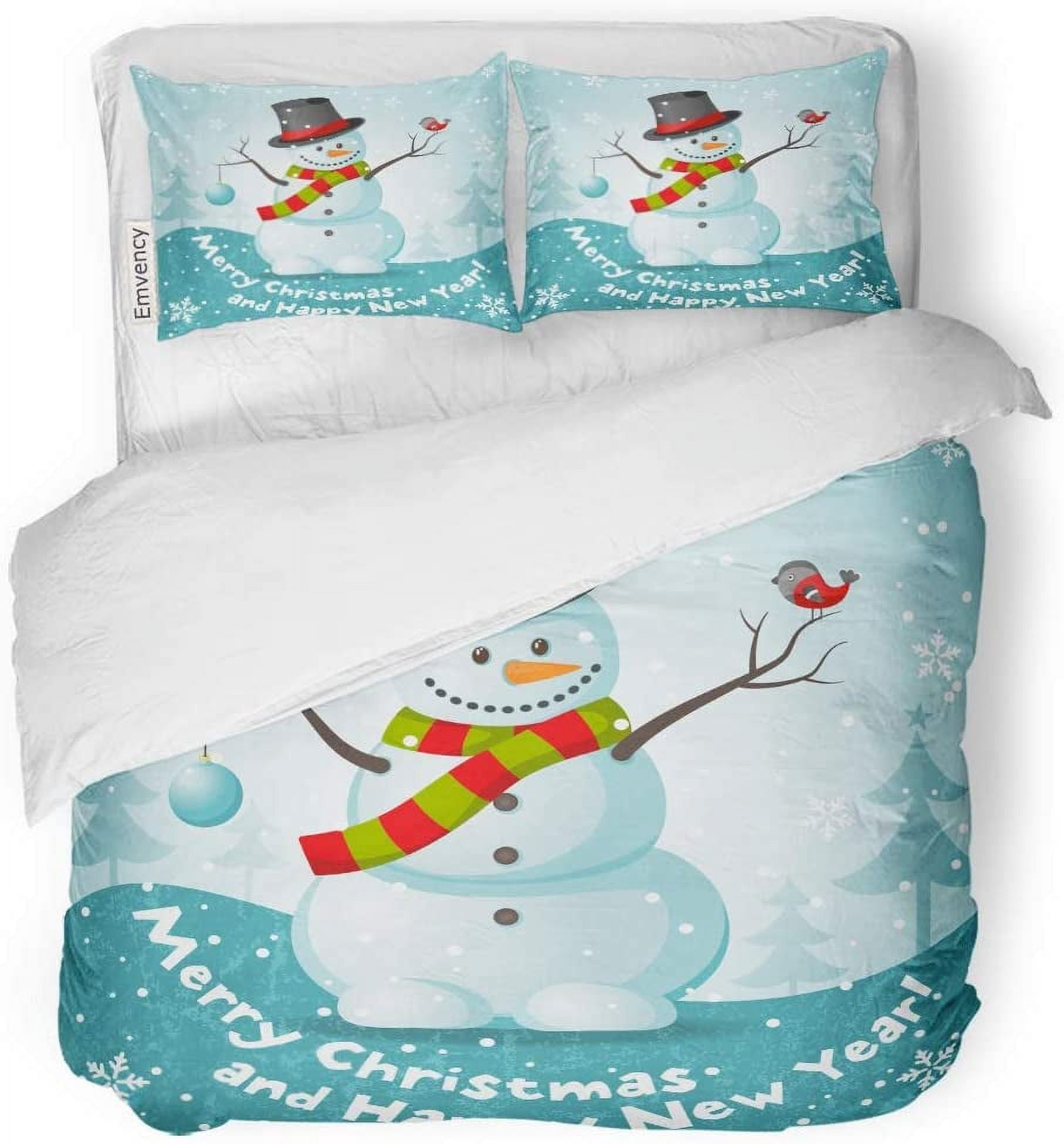 ZHANZZK 3 Piece Bedding Set Year Snowman for Christmas Design Holiday ...