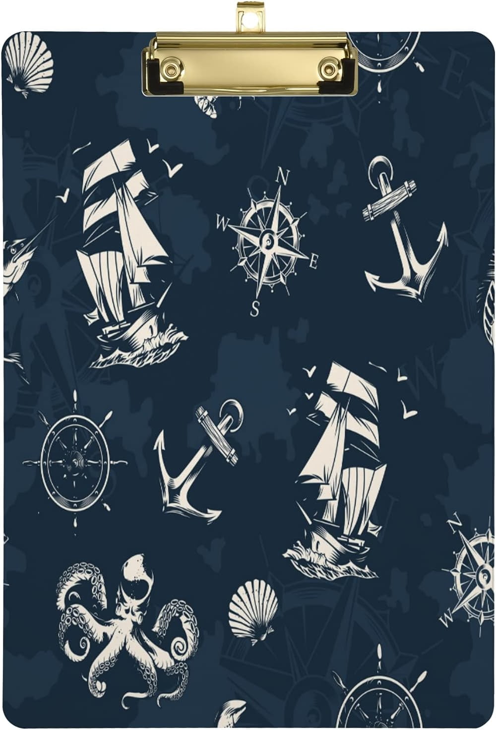 ZHANZZK Anchor Ship Compass Wheel Octopus Retro Clipboard Hardboard ...