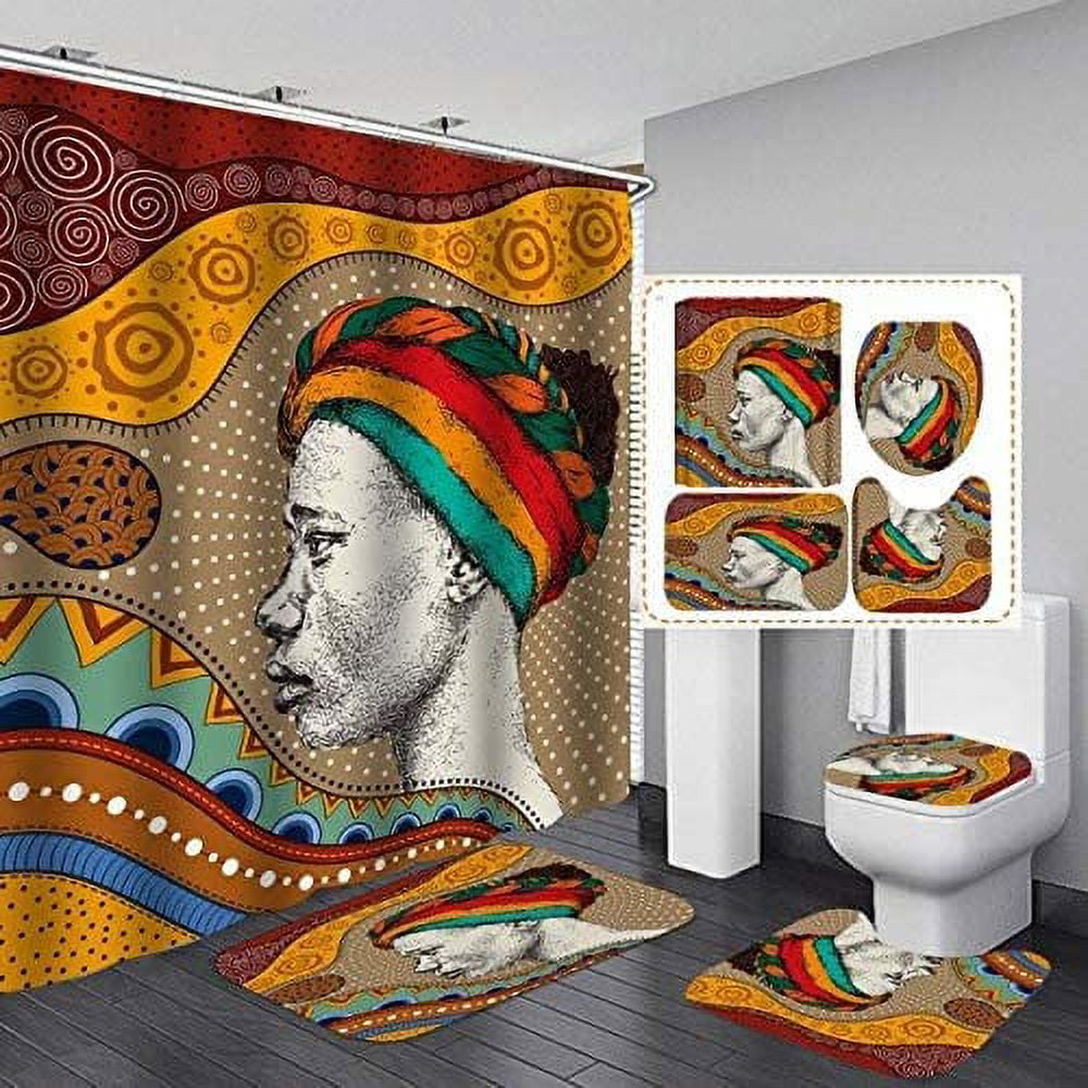 ZHANZZK Ancient Egyptian Pharaoh 4 Piece Bathroom Set Shower Curtain ...