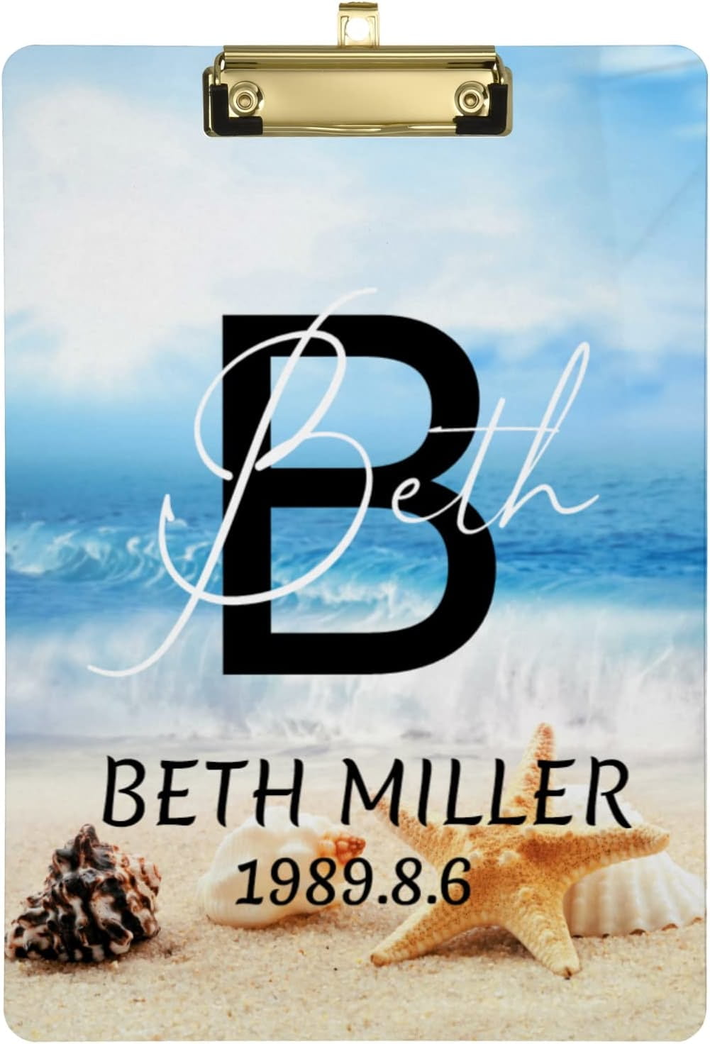 ZHANZZK Beach Starfish Seashell Clipboard Hardboard Wood Nursing Clip ...