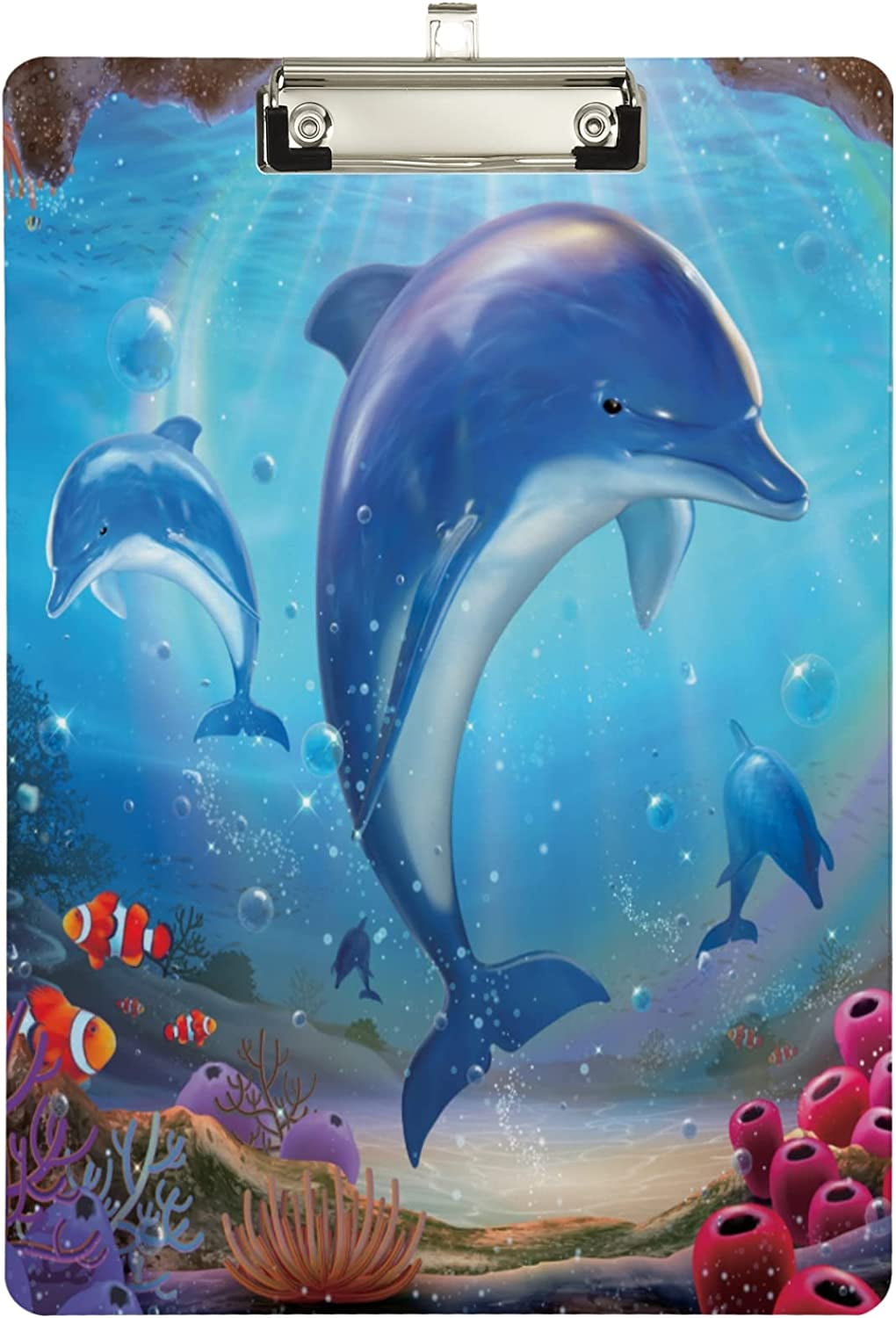 ZHANZZK Beautiful Ocean Fish Dolphins Clipboard Hardboard Wood Nursing ...