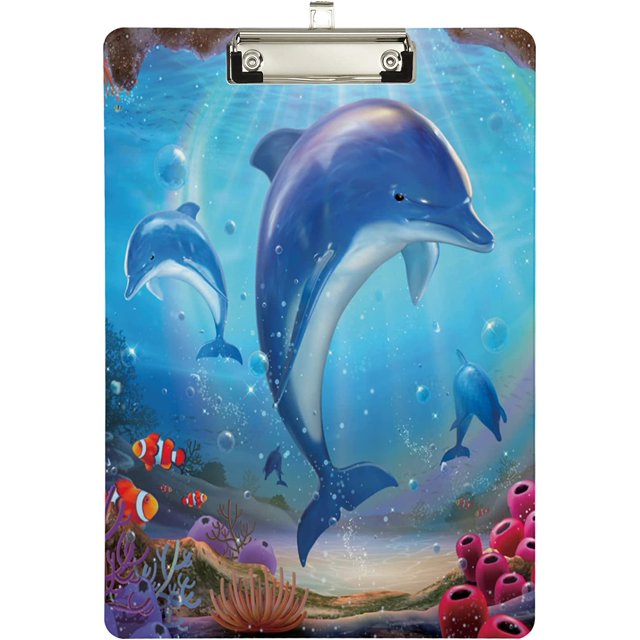 ZHANZZK Beautiful Ocean Fish Dolphins Clipboard Hardboard Wood Nursing ...