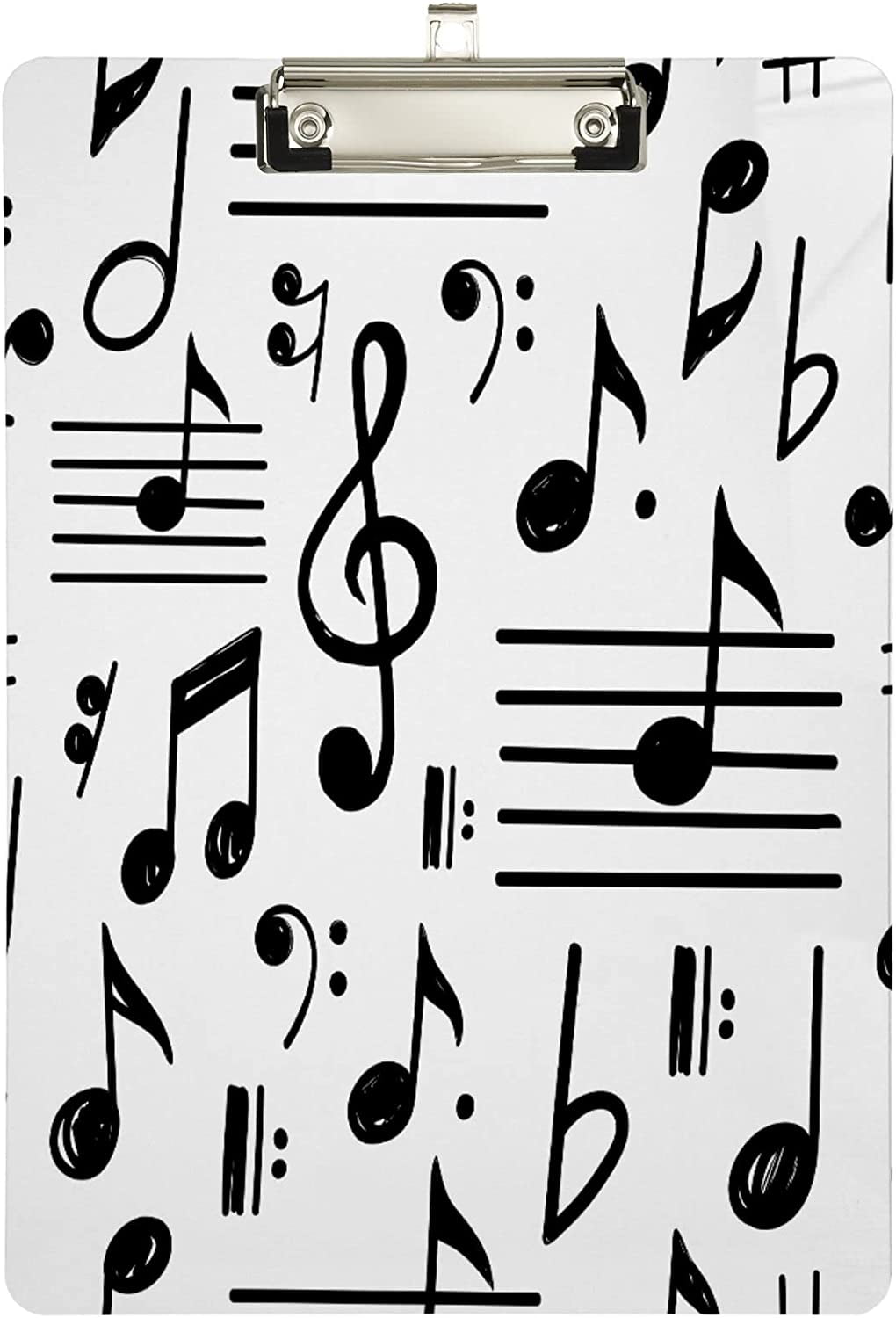 ZHANZZK Black Musical Notes White Floral Clipboard Hardboard Wood ...