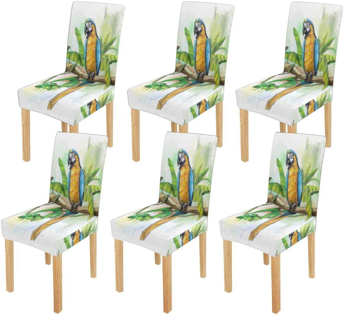 ZHANZZK Blue and Gold Macaw with Tropical Vegetation Stretch Chair ...