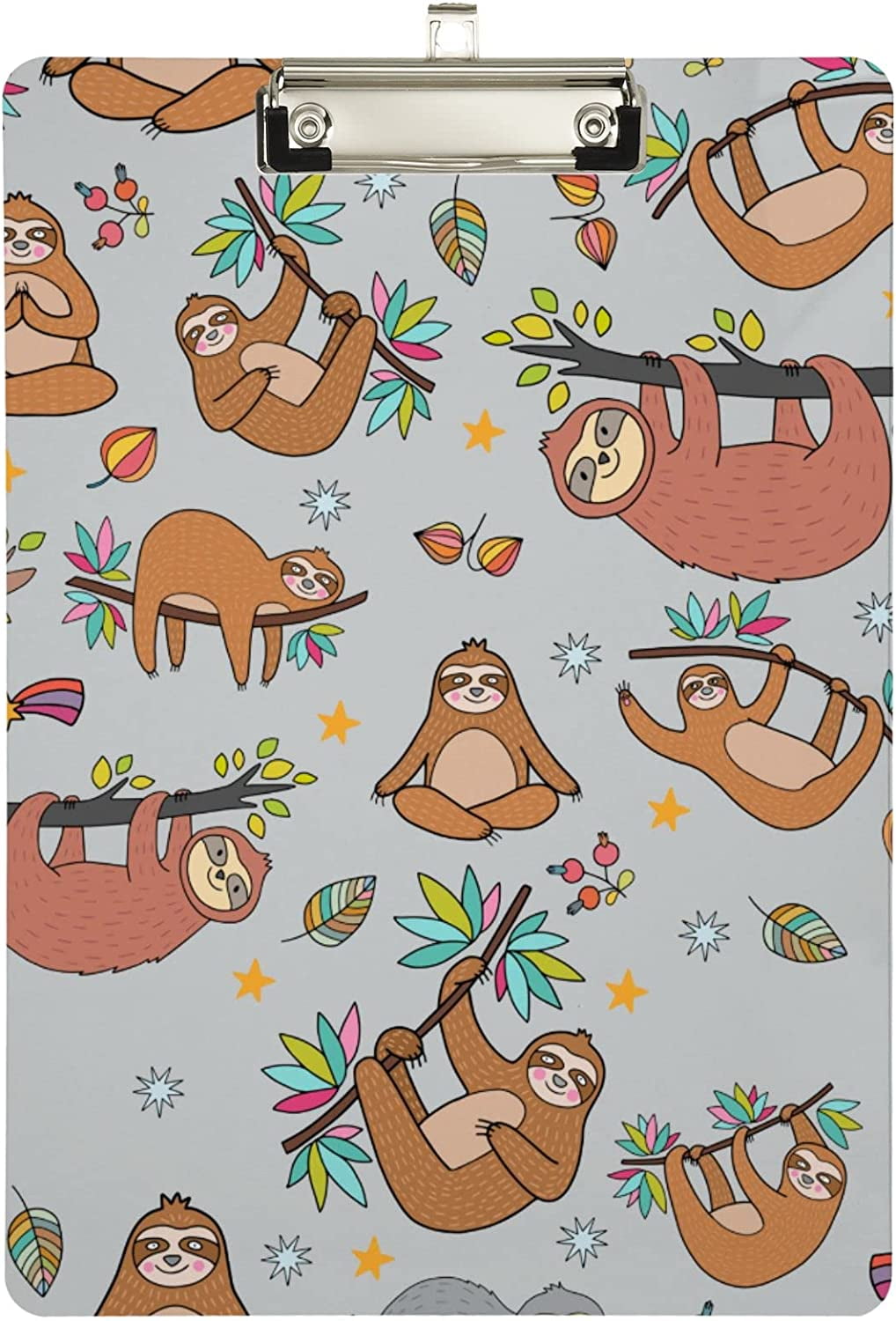 ZHANZZK Cartoon Sloth Leaves Clipboard Hardboard Wood Nursing Clip ...