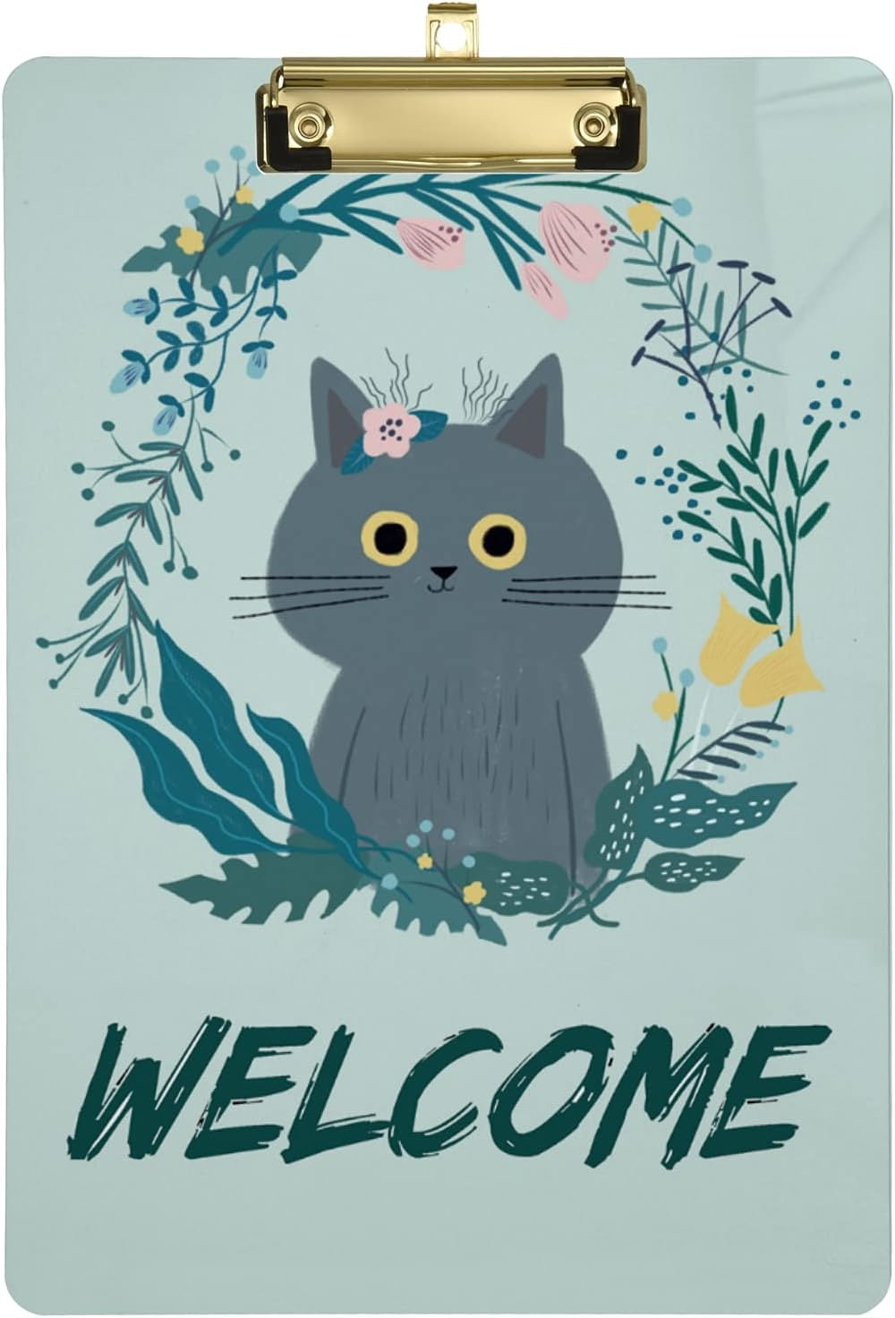 ZHANZZK Cat Flower Wreath Welcome Clipboard Hardboard Wood Nursing Clip ...