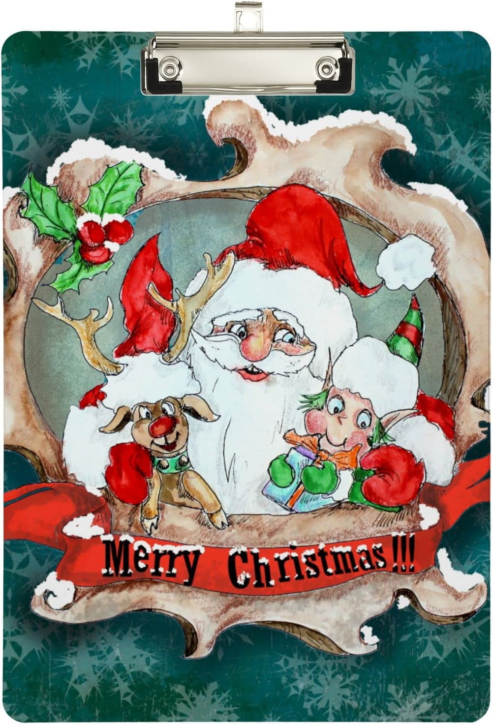 ZHANZZK Christmas Santa Reindeer Elf Snowflake Clipboard Hardboard Wood ...