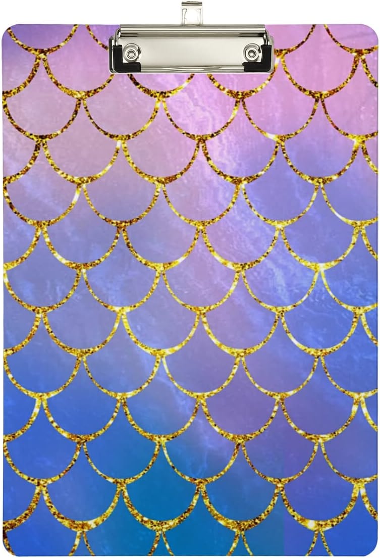 ZHANZZK Colorful Mermaid Fish Scales Clipboard Hardboard Wood Nursing ...