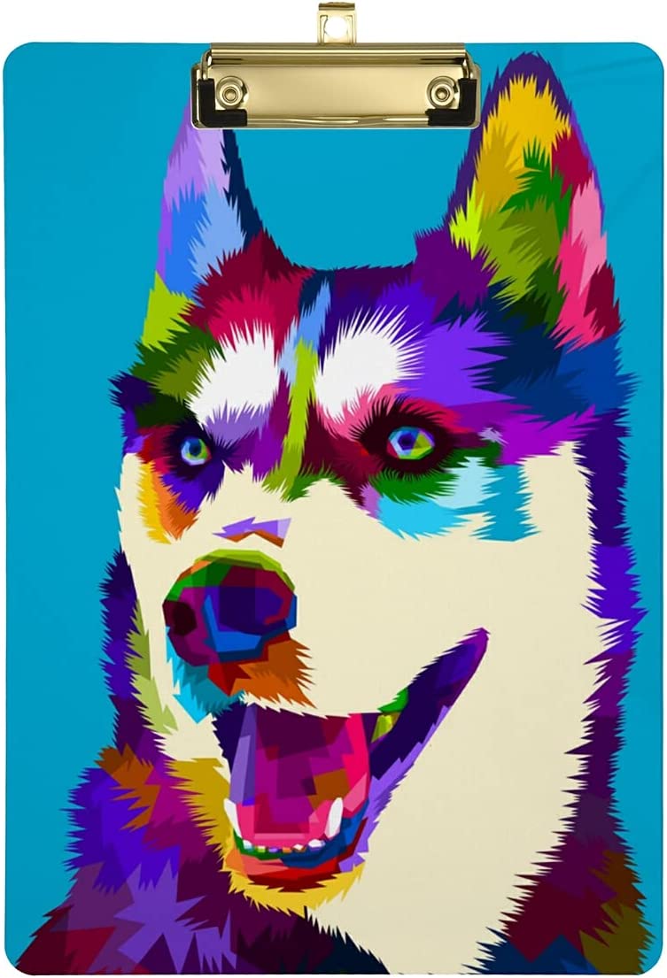 ZHANZZK Colorful Siberian Husky Dog Clipboard Hardboard Wood Nursing ...