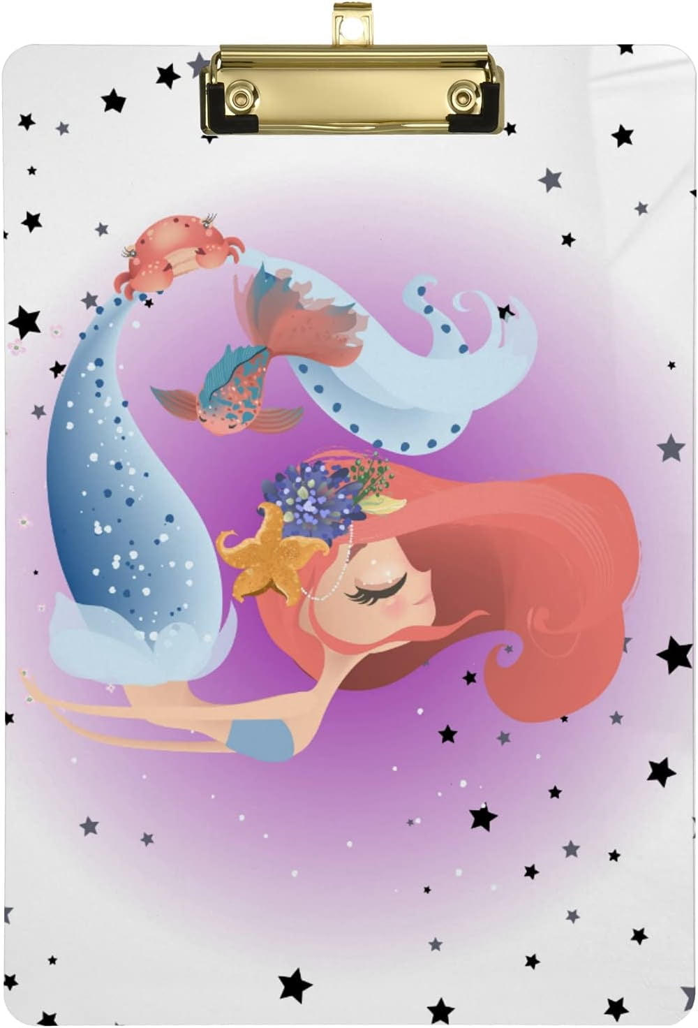 ZHANZZK Cute Mermaid Purple Star Clipboard Hardboard Wood Nursing Clip ...