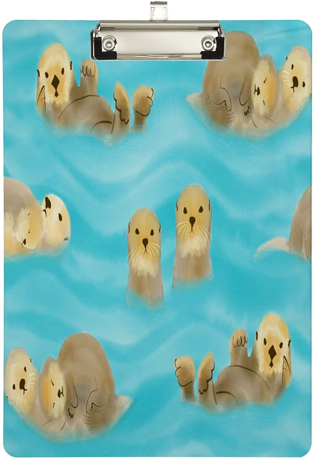 ZHANZZK Cute Ocean Blue Water Wave Otters Clipboard Hardboard Wood ...