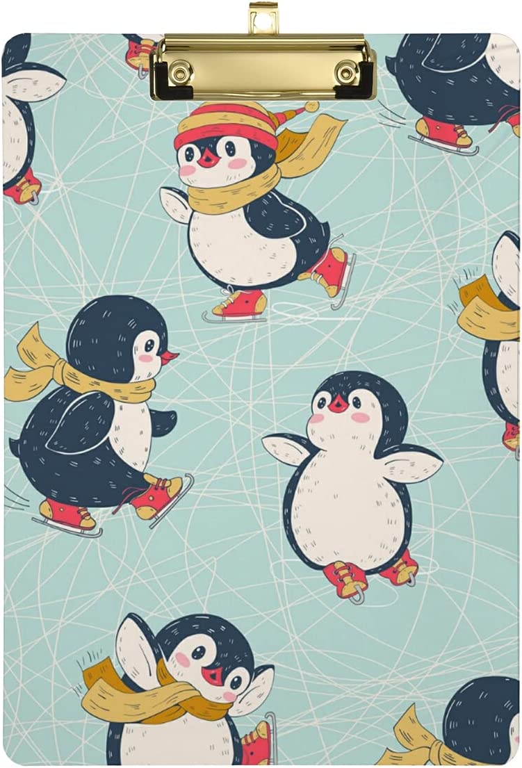 ZHANZZK Cute Penguins Clipboard Hardboard Wood Nursing Clip Board and ...
