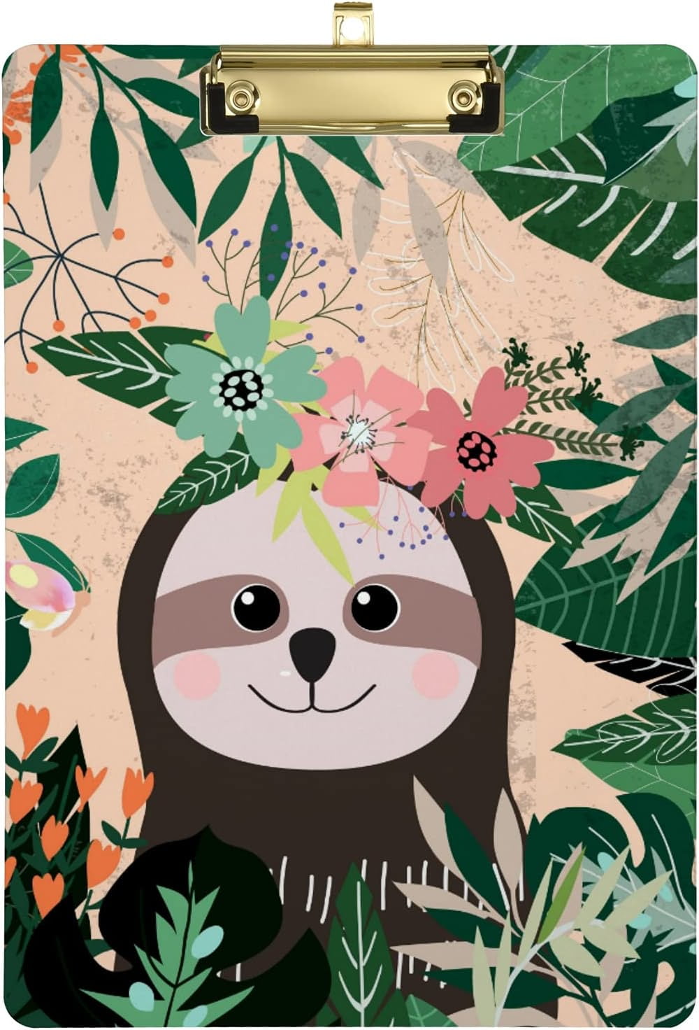 ZHANZZK Flowers Sloth Clipboard Hardboard Wood Nursing Clip Board and ...