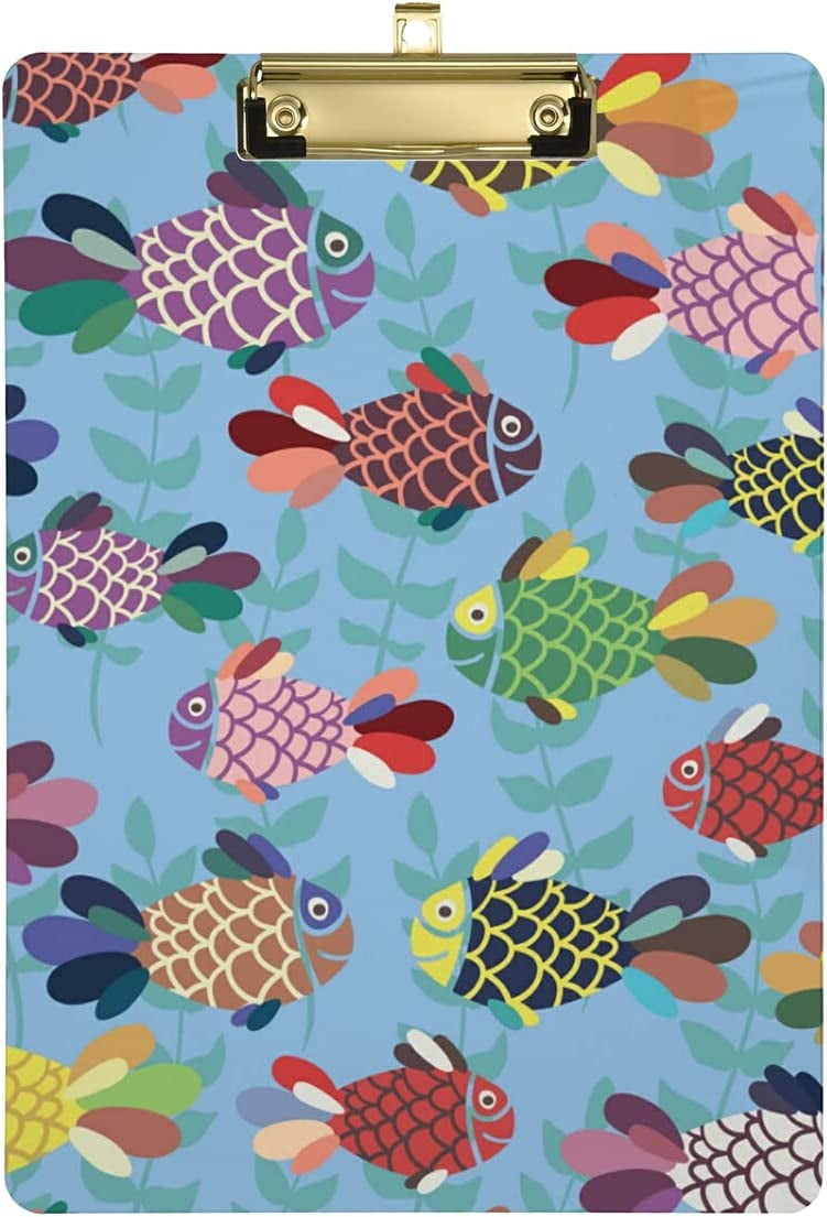 ZHANZZK Funny Fish Blue Background Clipboard Hardboard Wood Nursing ...