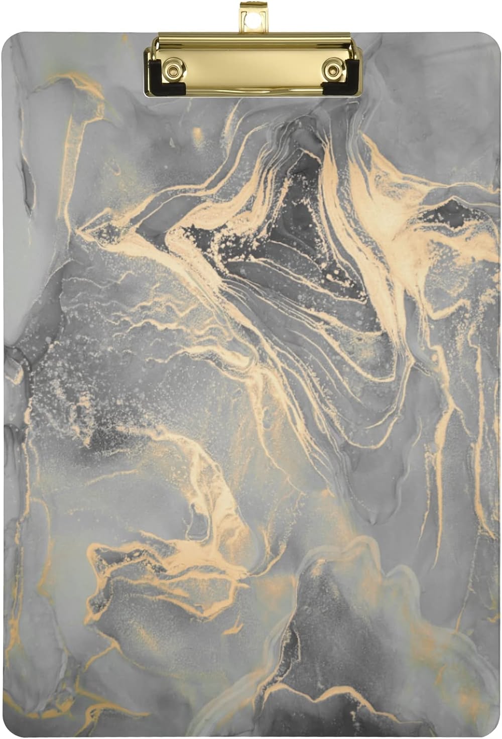 ZHANZZK Gray Marble Swirl Golden Agate Clipboard Hardboard Wood Nursing ...