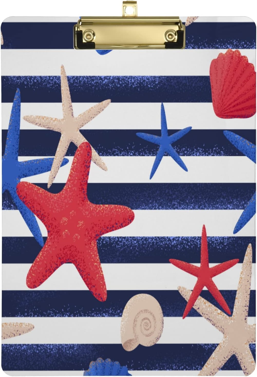 ZHANZZK Grunge Striped VestSeashellsStarfishe Clipboard Hardboard Wood ...