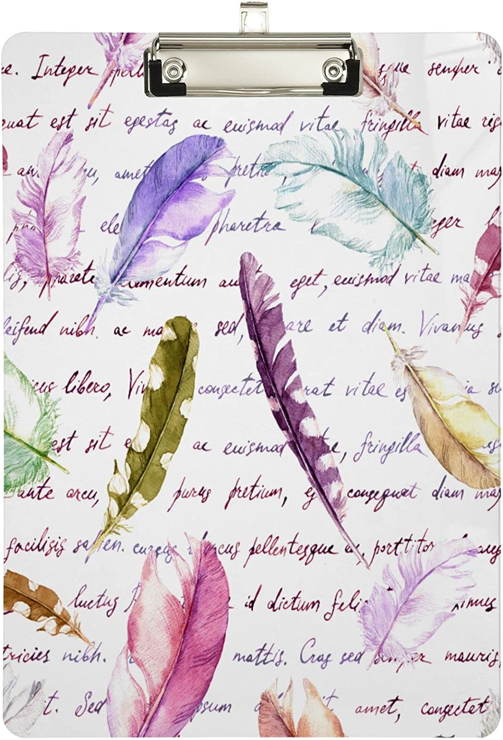 ZHANZZK Hand Written Words Colors Feathers Clipboard Hardboard Wood ...