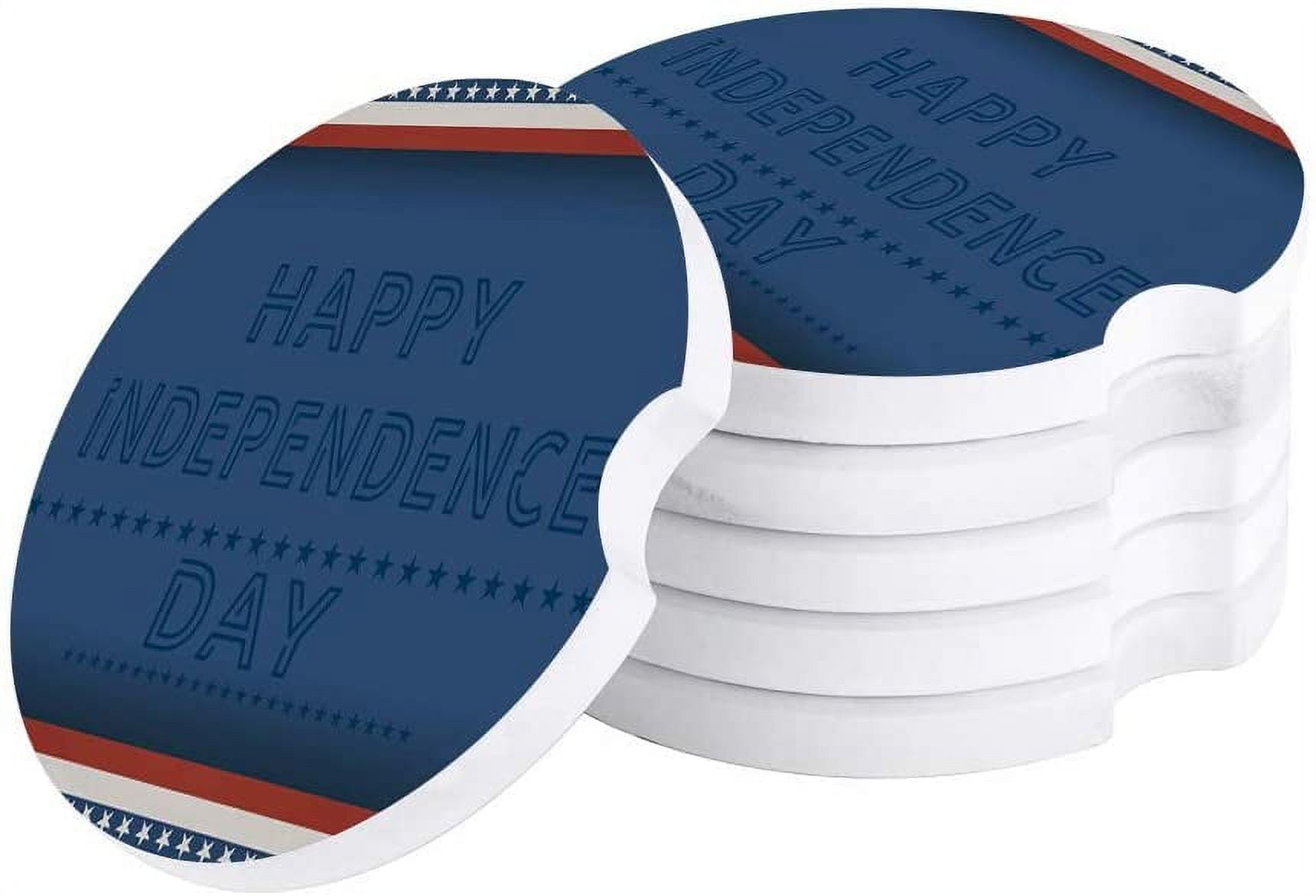 ZHANZZK Independence Day American Flag Set of 2 Car Coaster for Drinks ...