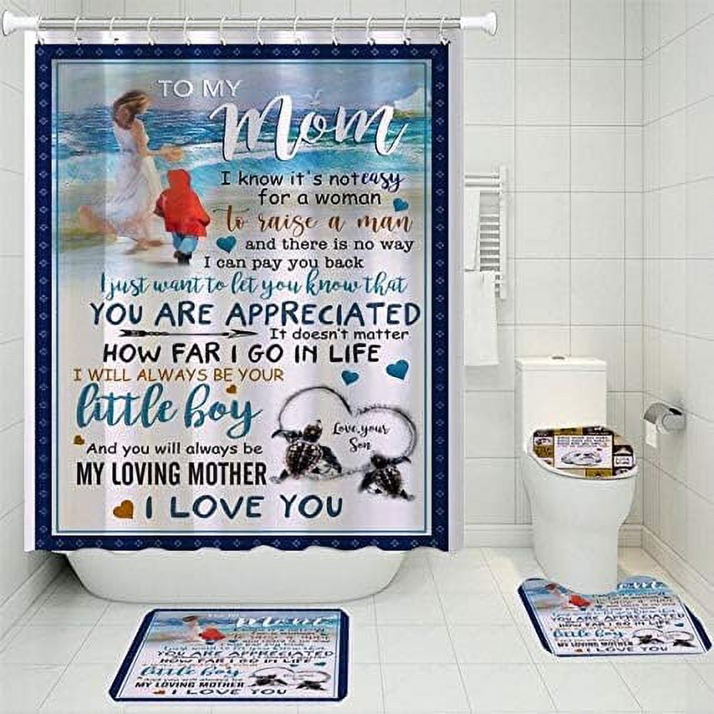ZHANZZK Letter to Family Warm Words Text Retro 4 Piece Bathroom Set ...