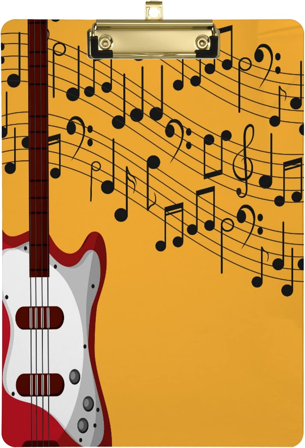 ZHANZZK Music Notes Yellow Guitar Clipboard Hardboard Wood Nursing Clip ...