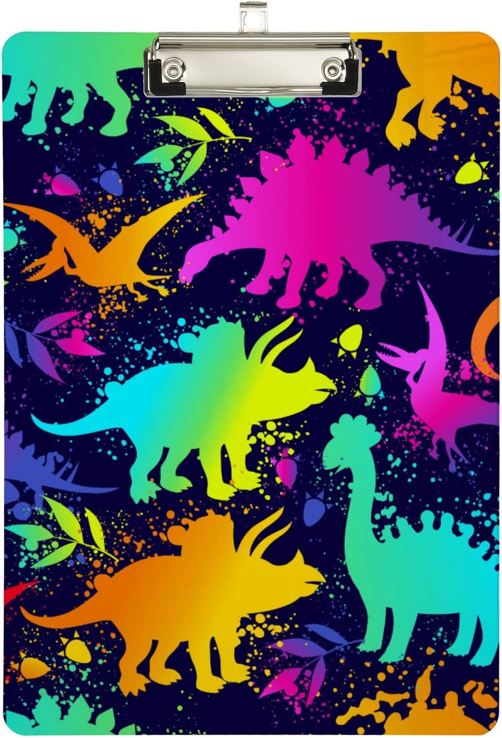 ZHANZZK Neon Grunge Dino Clipboard Hardboard Wood Nursing Clip Board and Pull for Standard A4 ...