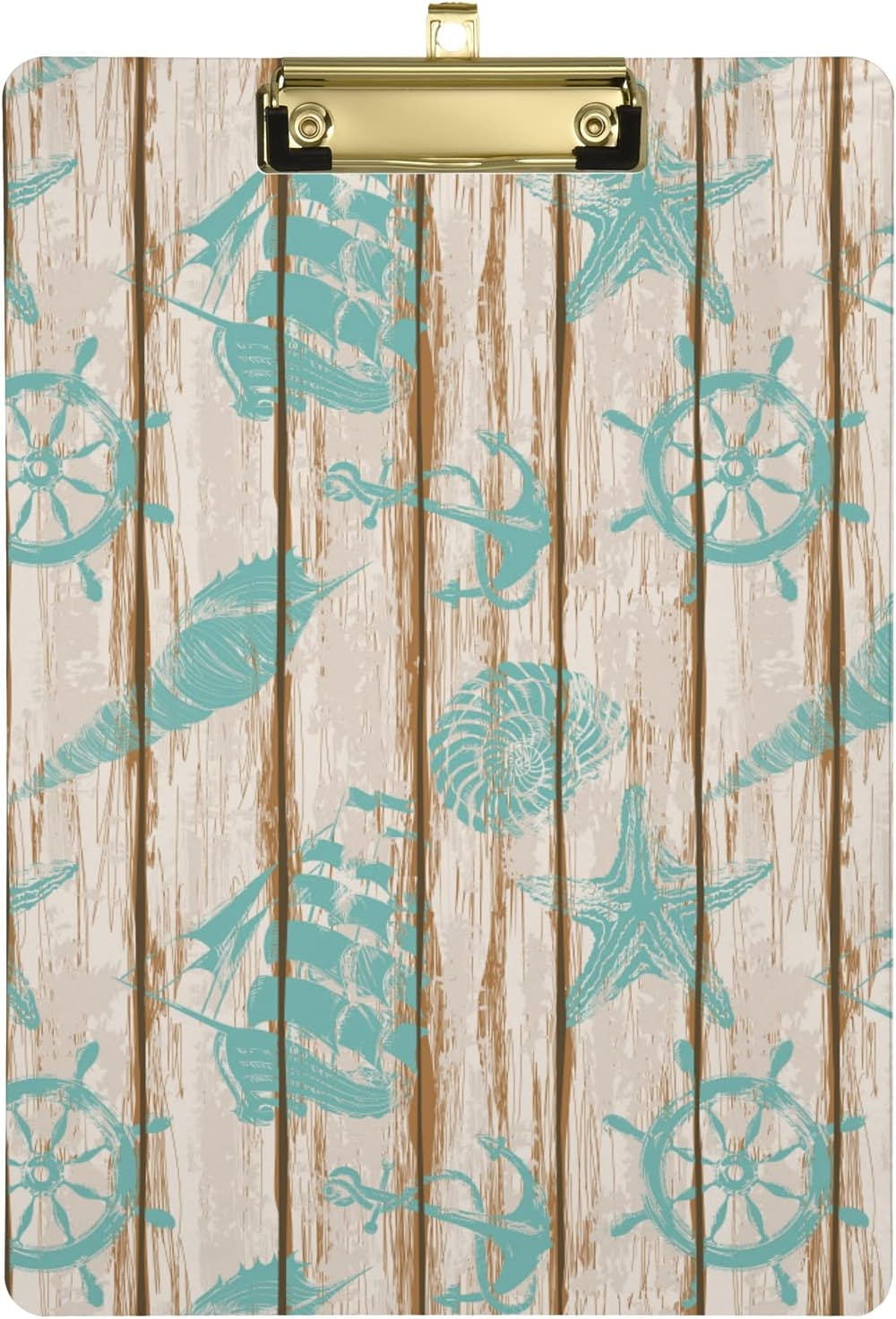 ZHANZZK Old Boards Anchor Wheel Seashell StarfishSailboat Clipboard ...