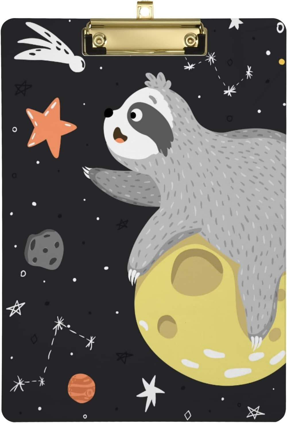 ZHANZZK Outer Space Sloth Clipboard Hardboard Wood Nursing Clip Board ...