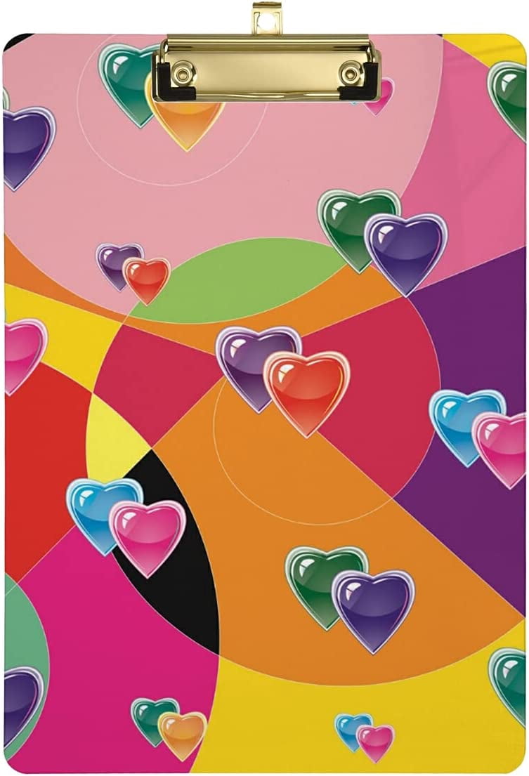 ZHANZZK Rainbow Heart Clipboard Hardboard Wood Nursing Clip Board and ...