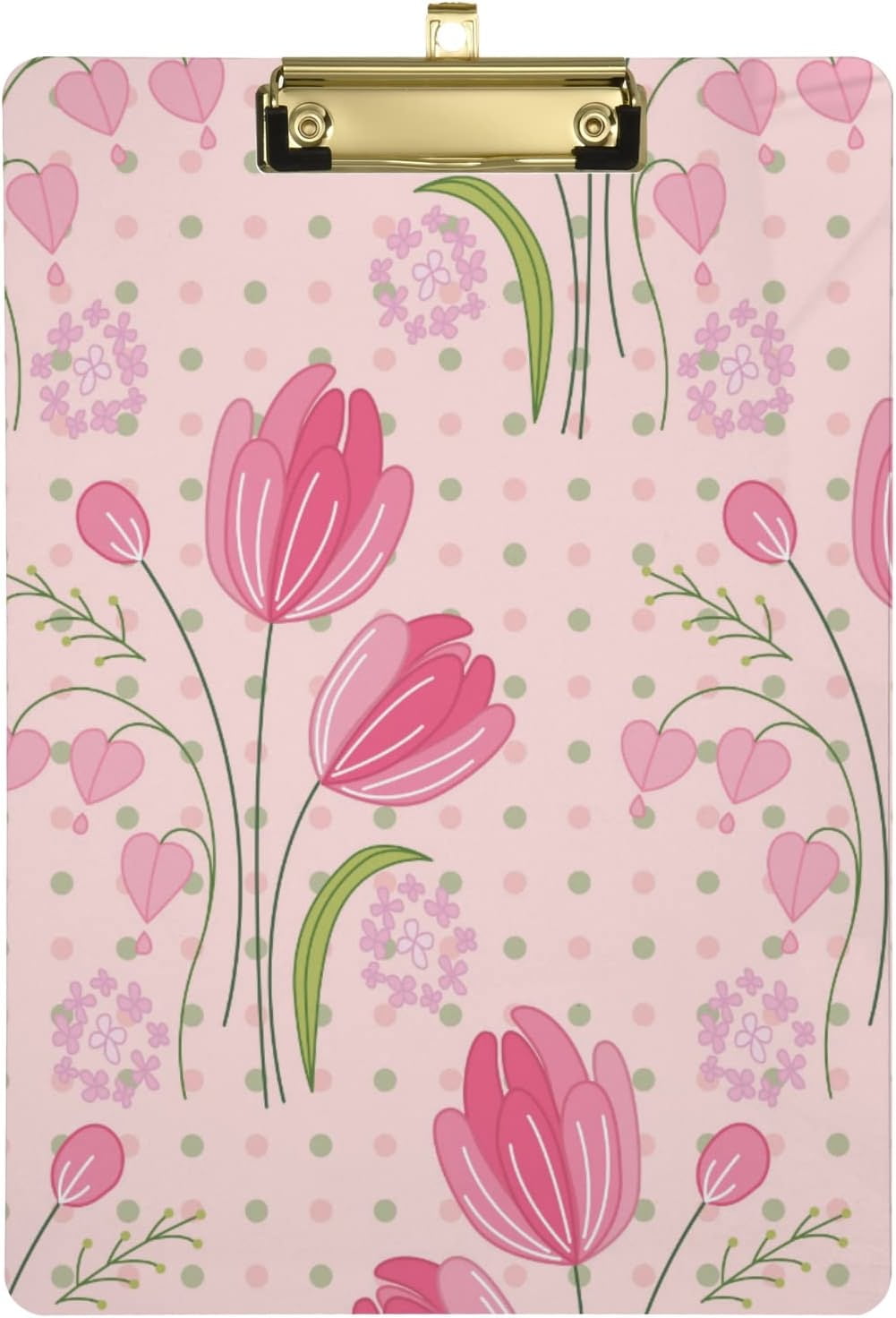 ZHANZZK Red Tulips Clipboard Hardboard Wood Nursing Clip Board and Pull ...