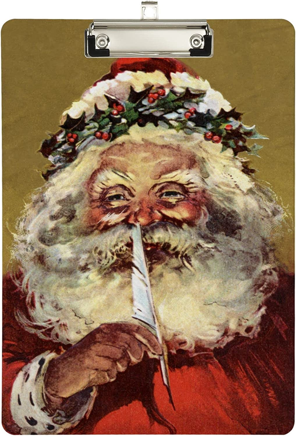ZHANZZK Retro Cute Santa Clipboard Hardboard Wood Nursing Clip Board ...