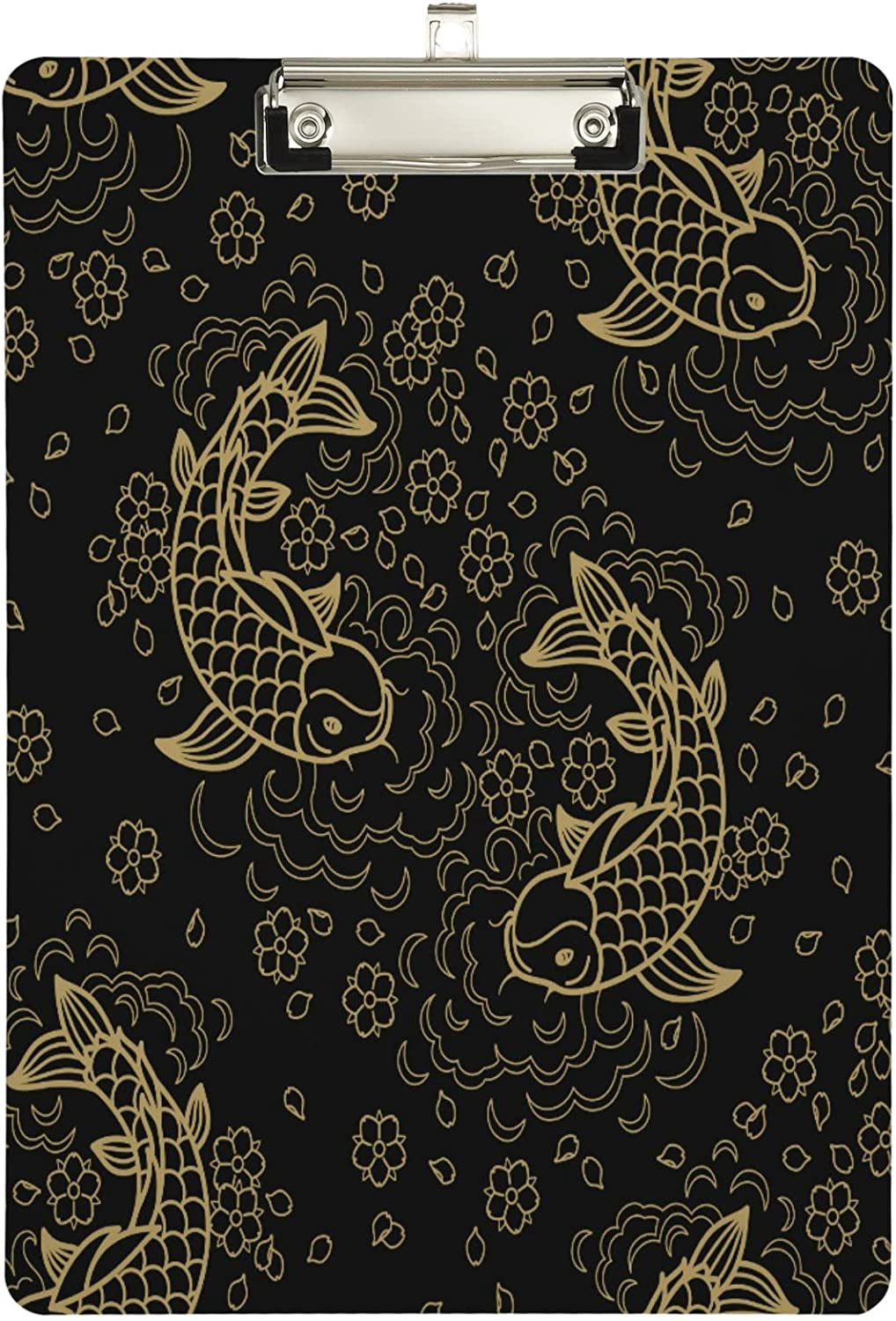 ZHANZZK Retro Koi Fish Floral Pattern Clipboard Hardboard Wood Nursing ...