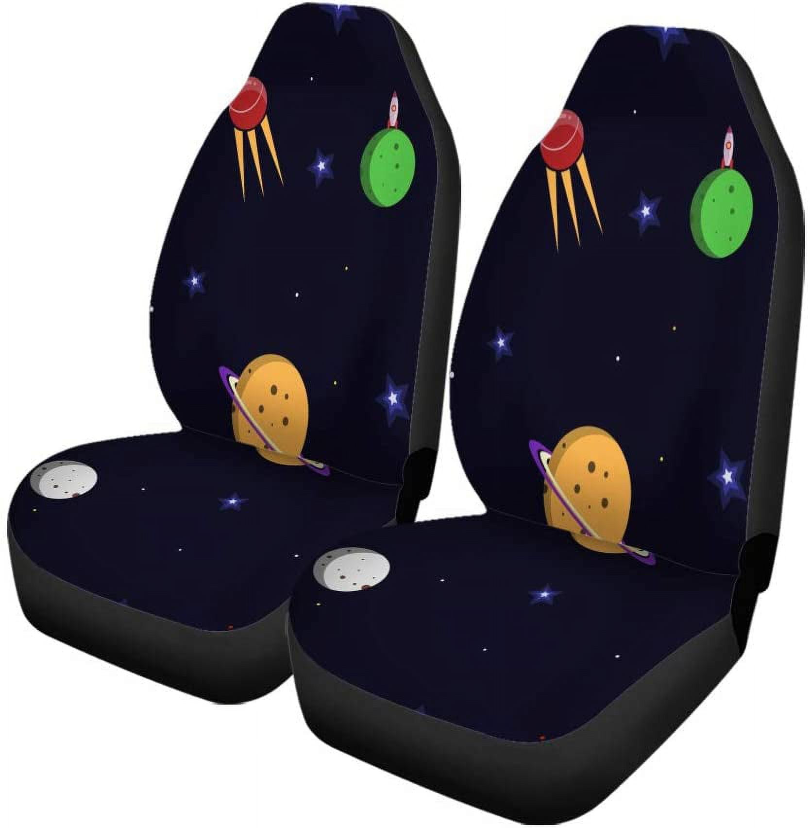 ZHANZZK Set of 2 Car Seat Covers Astronaut Space Rocket Planets and ...