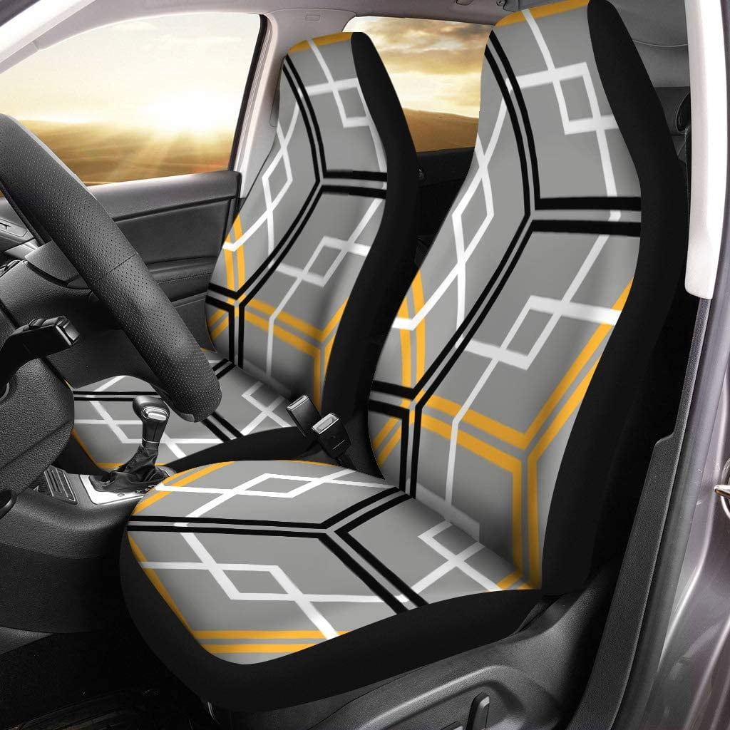 ZHANZZK Set of 2 Car Seat Covers Gray Abstract Geometric Pattern ...