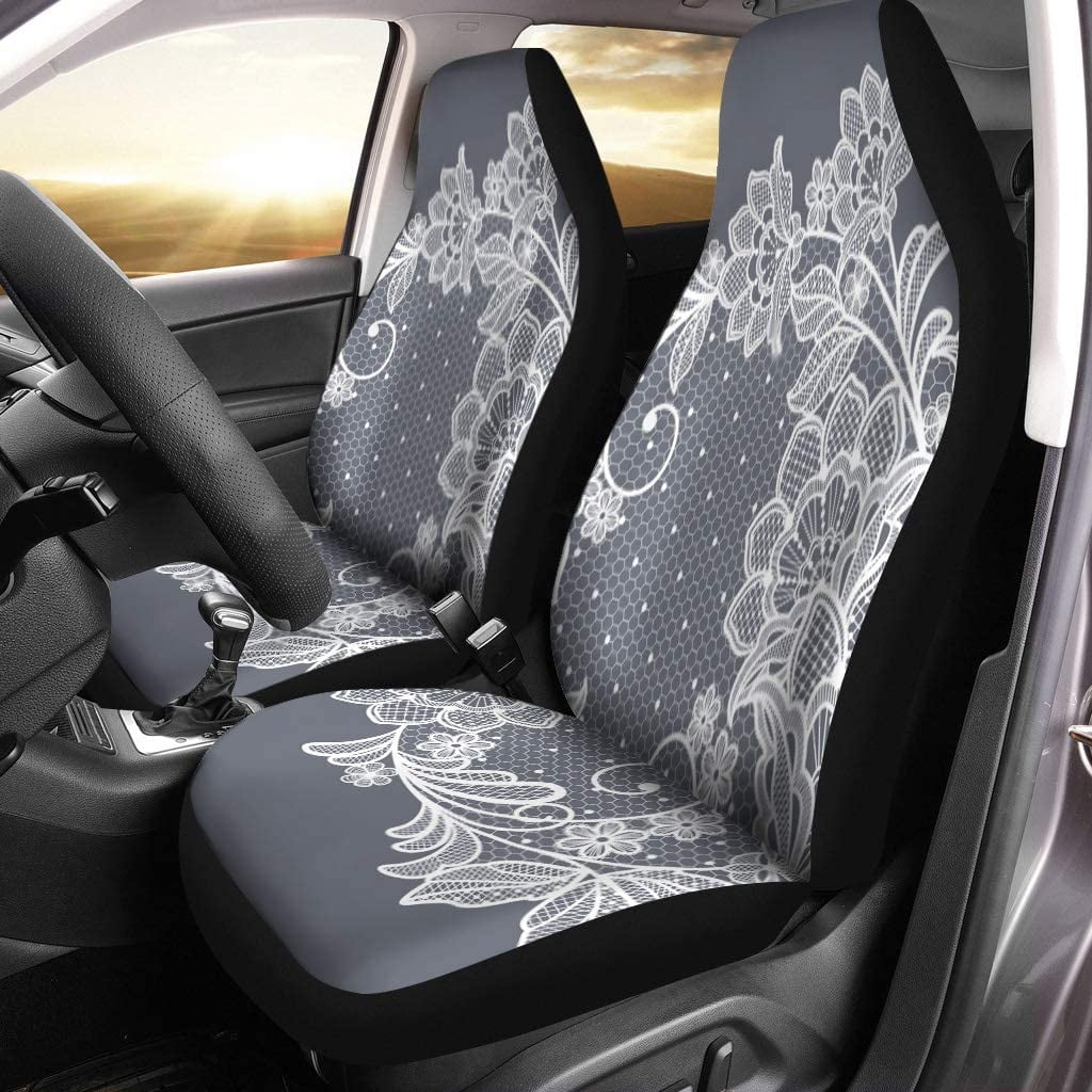 ZHANZZK Set of 2 Car Seat Covers Pattern Lace Flowers Crochet Vintage ...