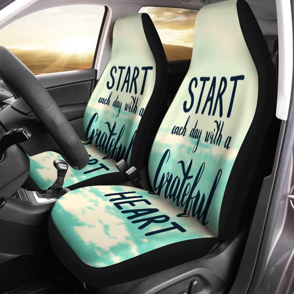 ZHANZZK Set of 2 Car Seat Covers Start Each Day Grateful Heart ...