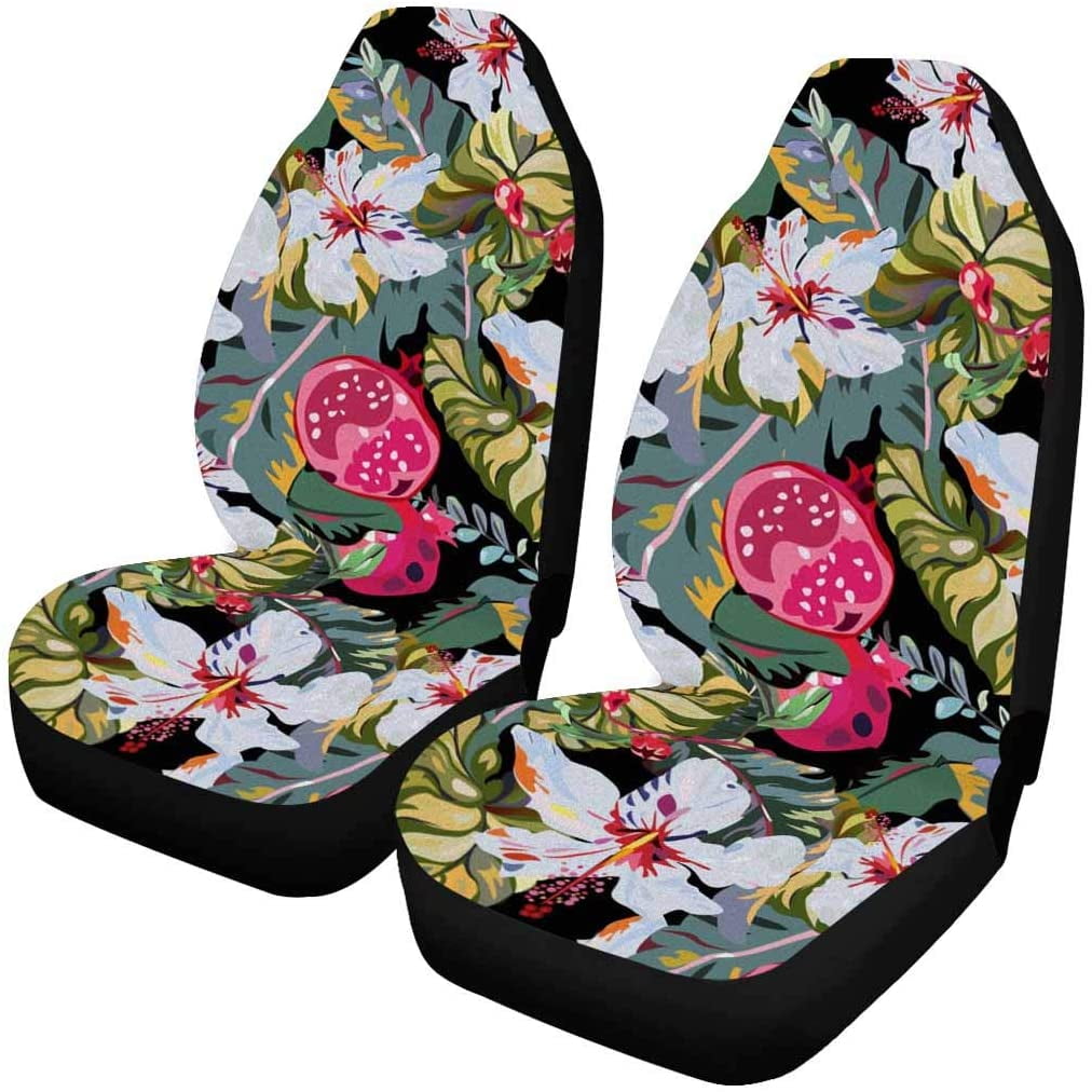 ZHANZZK Set of 2 Car Seat Covers Vintage Exotic Summer Tropical Lilies ...
