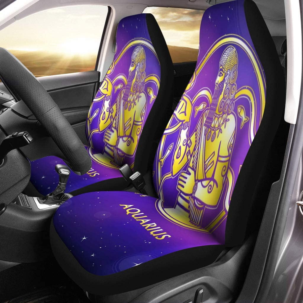 ZHANZZK Set of 2 Car Seat Covers Zodiac Sign Aquarius Character of ...