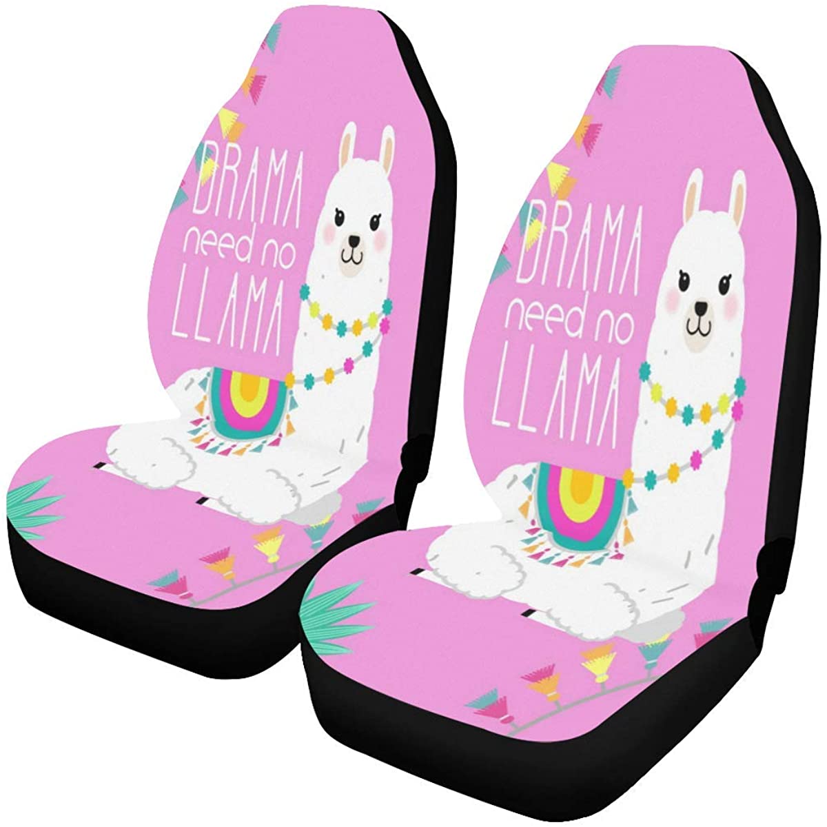 ZHANZZK Set of 2 Car Seat Covers Cute Cartoon Llama Alpaca Universal ...