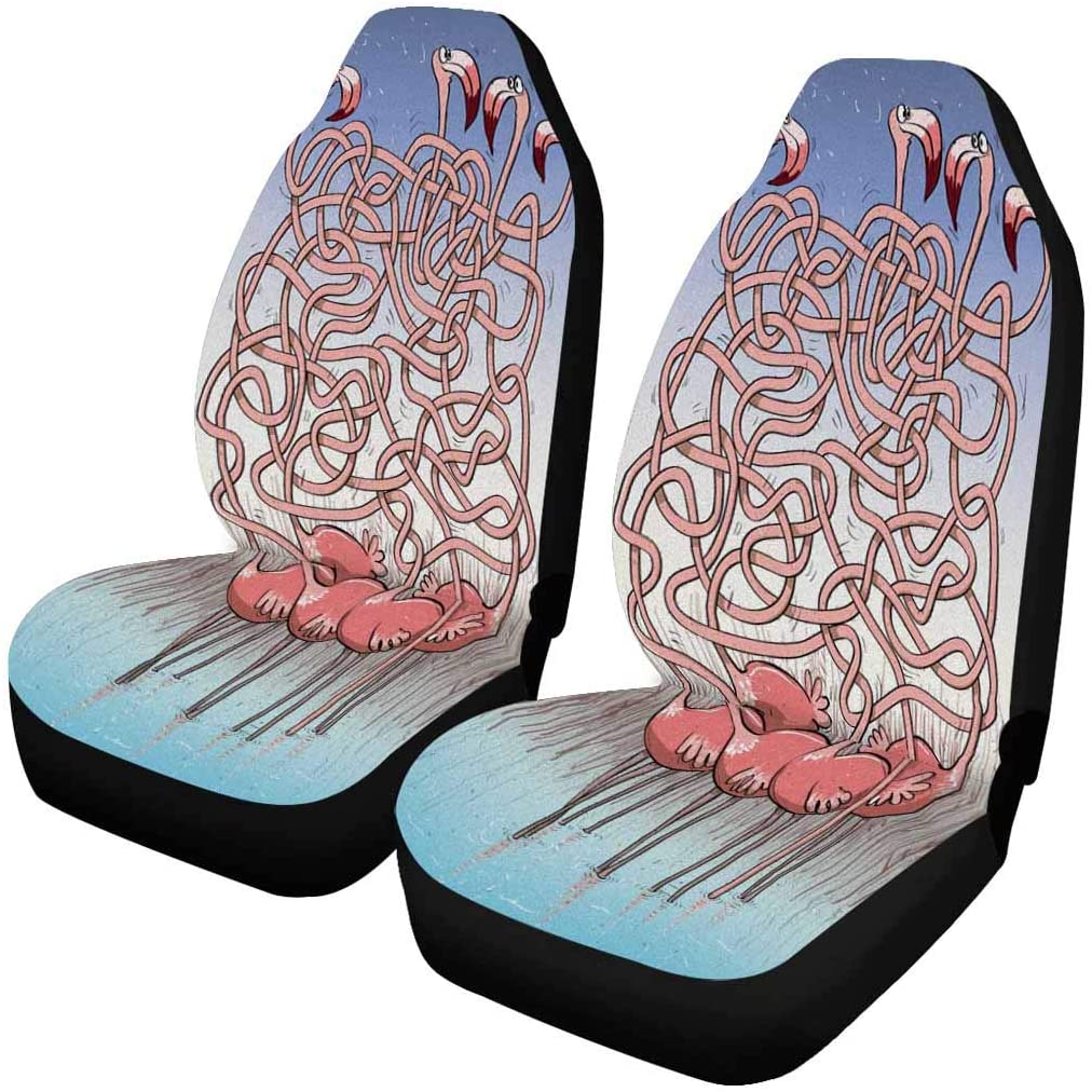 ZHANZZK Set of 2 Car Seat Covers Five Flamingos Maze Game Task Find ...