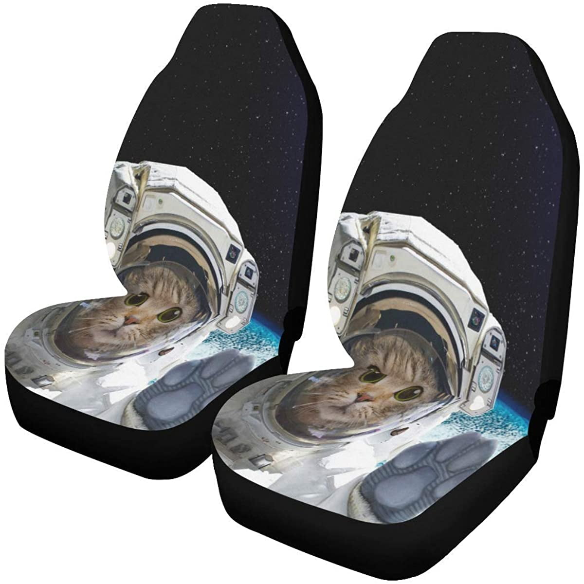 ZHANZZK Set of 2 Car Seat Covers Funny Cartoon Cats Universal Auto ...