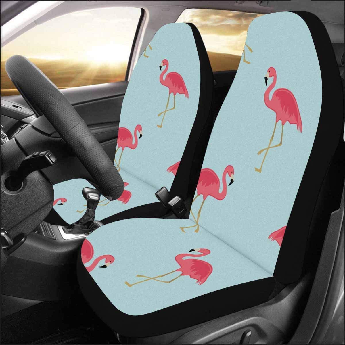 ZHANZZK Set of 2 Car Seat Covers Jungle Pink Flamingos Universal Auto ...