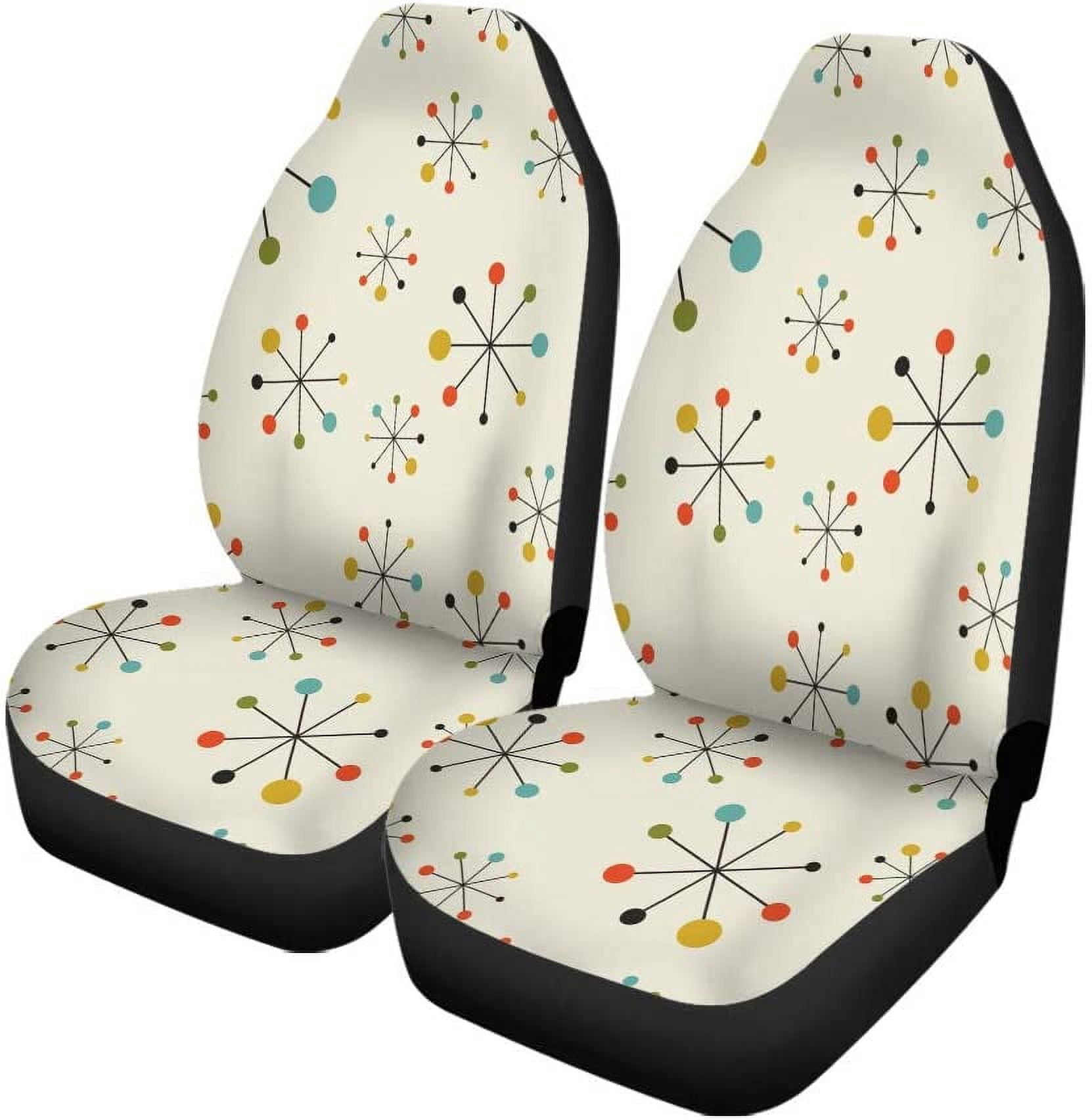 ZHANZZK Set of 2 Car Seat Covers Mid Century Absctract Geometric Space ...
