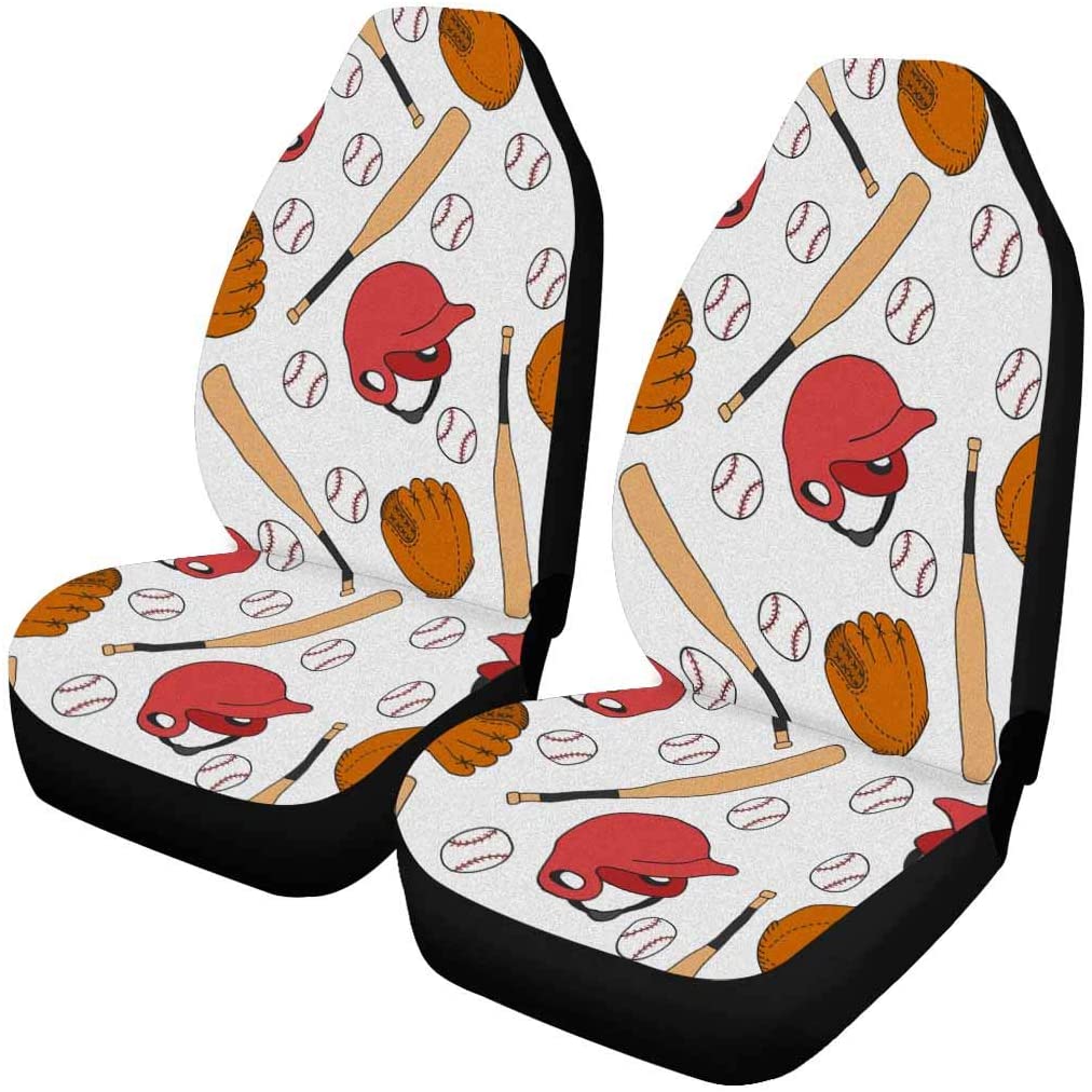 ZHANZZK Set of 2 Car Seat Covers Watercolor Baseball Glove Baseball Cap ...