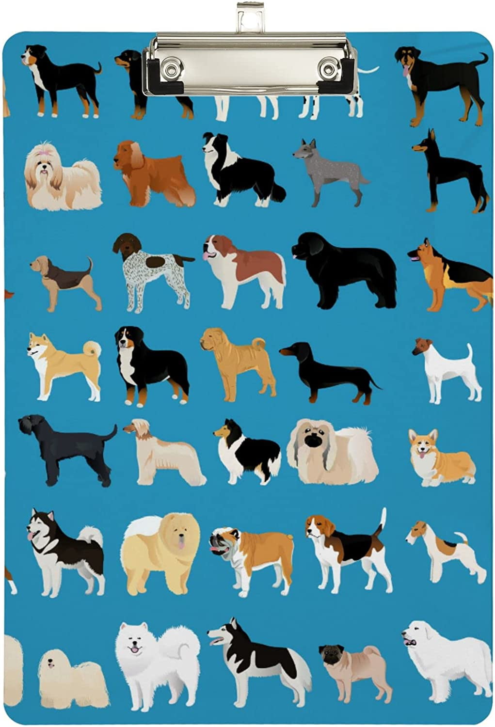 ZHANZZK Set of Dogs Blue Patten Clipboard Hardboard Wood Nursing Clip ...