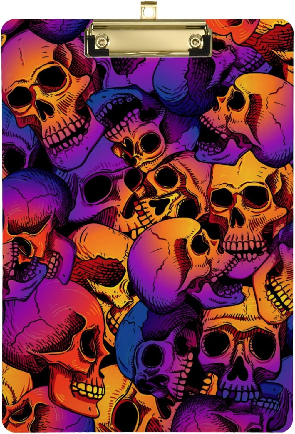 ZHANZZK Skull Rainbow Gradient Skeleton Clipboard Hardboard Wood ...