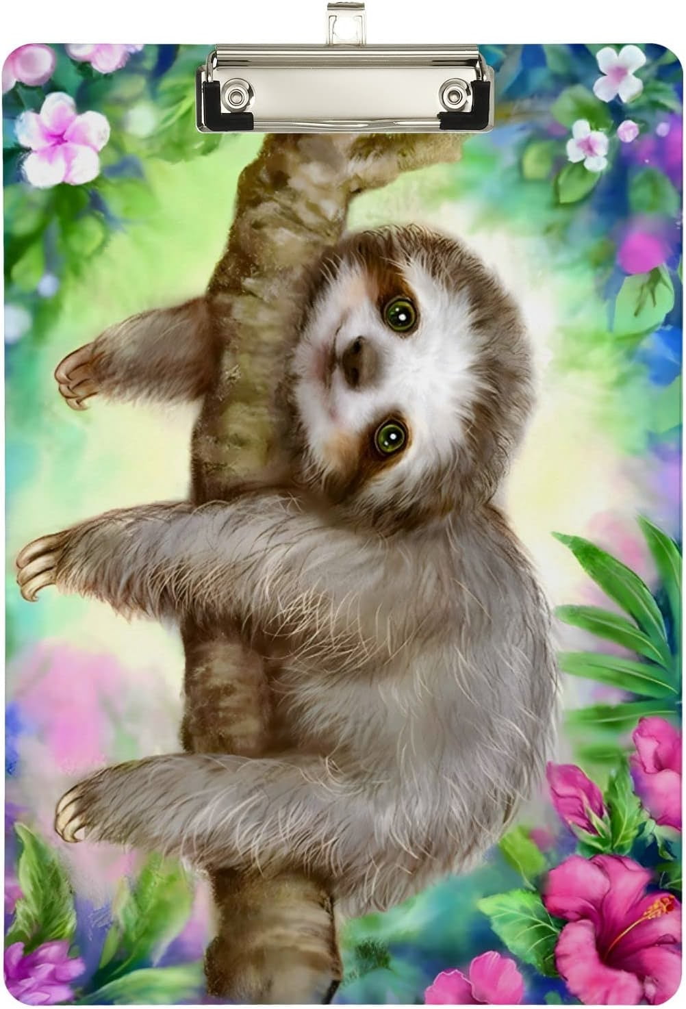 ZHANZZK Sloth Hanging on The TreeFlowers Clipboard Hardboard Wood ...
